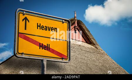 Street Sign Heaven versus Hell Stock Photo - Alamy
