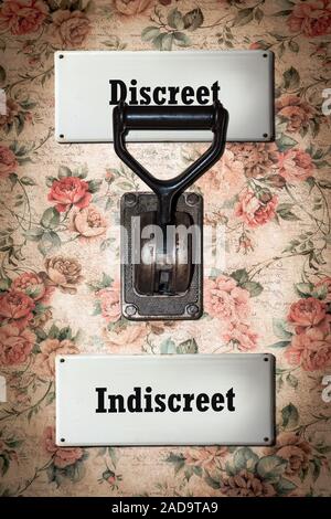 Street Sign the Direction Way to Discreet versus Indiscreet Stock Photo ...