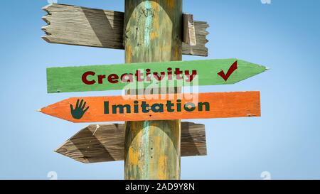 Street Sign Creativity versus Imitation Stock Photo - Alamy
