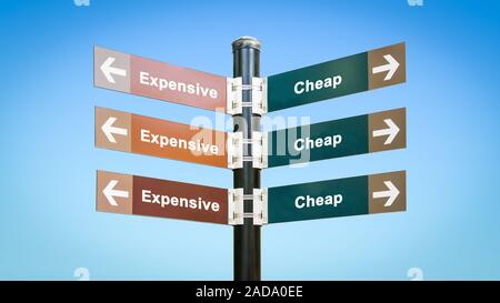 Street Sign Cheap versus Expensive Stock Photo - Alamy