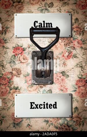 Street Sign Calm versus Excited Stock Photo - Alamy