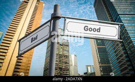 Street Sign Good versus Bad Stock Photo - Alamy