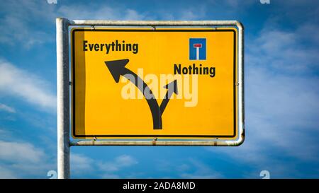 Street Sign Everything versus Nothing Stock Photo - Alamy