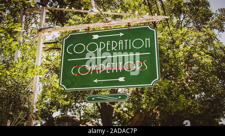 Street Sign Cooperation versus Competitors Stock Photo - Alamy