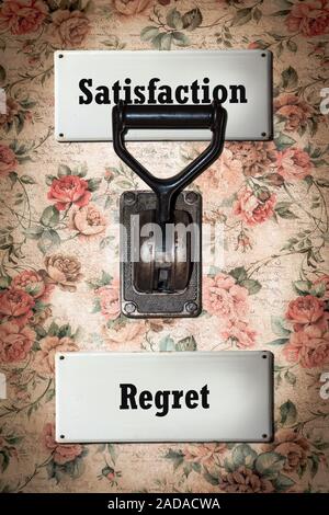 Street Sign Satisfaction versus Regret Stock Photo - Alamy