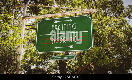Street Sign Exciting versus Boring Stock Photo - Alamy