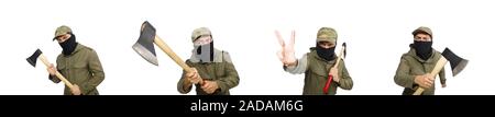 Criminal wearing mask isolated on white Stock Photo - Alamy