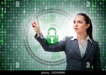 The man pressing virtual button in data mining concept Stock Photo - Alamy