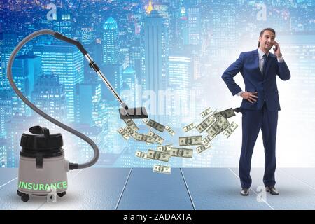 The businessman and vacuum cleaner sucking money out of him Stock Photo ...