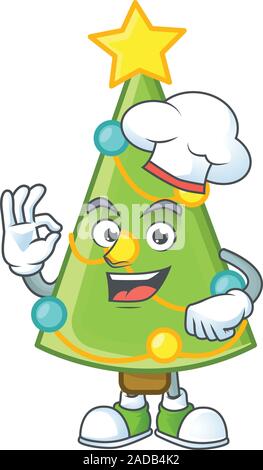 Happy Chef christmas star cartoon character with white hat Stock Vector ...