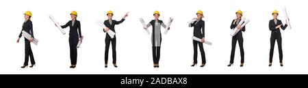 Woman engineer with draft papers Stock Photo - Alamy