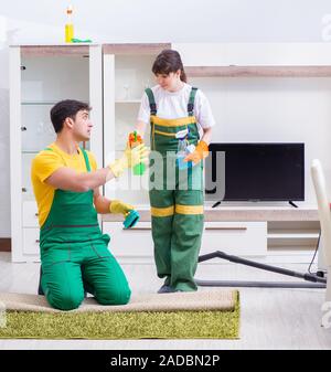Cleaning professional contractors working at house Stock Photo - Alamy