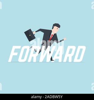 businessman running forward business energetic dynamic concept man hurry up target goal strategy ...