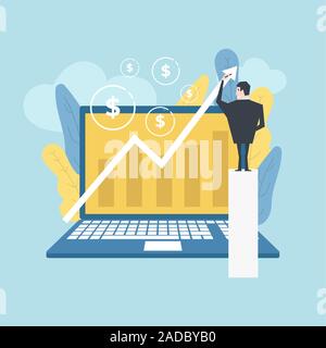 laptop computer with coin dollar and arrow vector illustration design ...