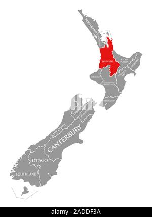 Waikato New Zealand map with national flag illustration Stock Photo - Alamy