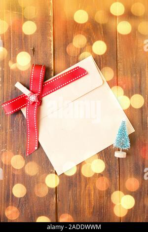Composition with blank letter to Santa, fir branches and Christmas ...