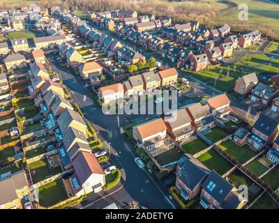 Aerial Houses Residential British England Drone Above View Summer Blue ...