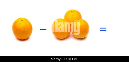Simple math problems, the subtraction of oranges Stock Photo - Alamy