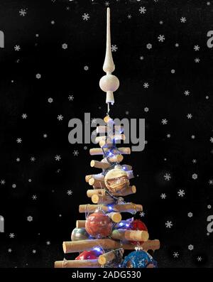 Alternative wooden christmas tree. A handmade Christmas tree and light ...