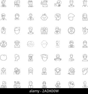 Characters icons, line symbols, web signs, vector set, isolated ...