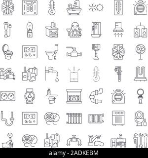 Hvac line icons, signs set, vector. Hvac outline concept illustration ...
