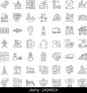Heavy industry line icons signs set. Design collection of Manufacturing ...