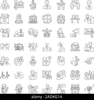 Headhunting linear icons set. Recruitment, Talent, Nerking, Strategy ...
