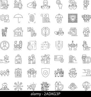 Insuarance line icons, signs, symbols vector, linear illustration set ...