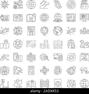Maps and locations line icons signs set. Design collection of Maps ...