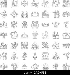 Managers icons, line symbols, web signs, vector set, isolated ...