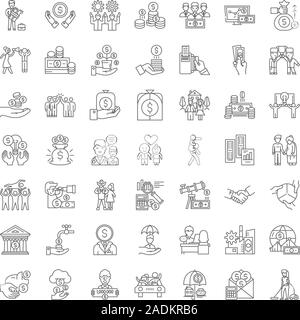 Benevolence and community linear icons set. Charity, Compassion ...