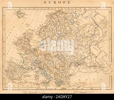 EUROPE: Map of Europe. Original outline colour. ARROWSMITH, 1828 Stock ...