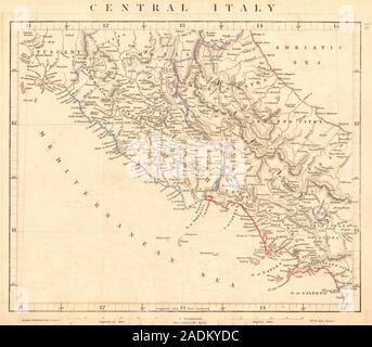 Old map of Naples, Italy. central top view and vintage captions ...