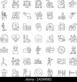 Supporting people line icons, signs, vector set, outline illustration ...