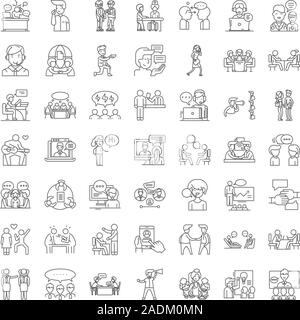 Talking people line icons signs set. Design collection of Conversing ...