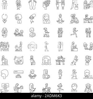 Business women line icons, signs, vector set, outline illustration ...