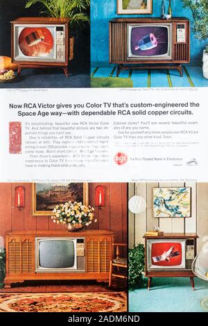 RCA Victor color TV advert in a Natgeo magazine, March 1966 Stock Photo ...
