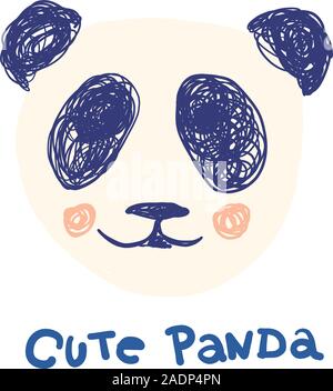 Panda lettering in graphic style. Vector hand drawn illustration Stock ...
