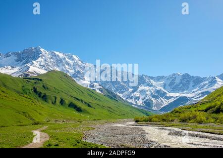 Shkhara peak in the massif known as the Bezingi (or Bezengi) Wall ...
