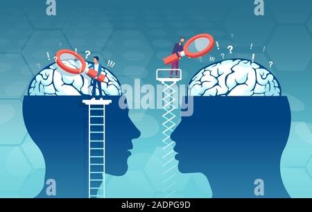 Looking inside of the human brain with Magnifying glass Stock Vector ...
