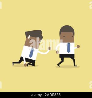 Cartoon uncaring businessman walking away from coworker crawling on the ...
