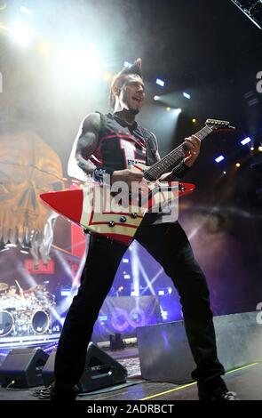 Jason Hook of Five Finger Death Punch perform during the Trespass ...