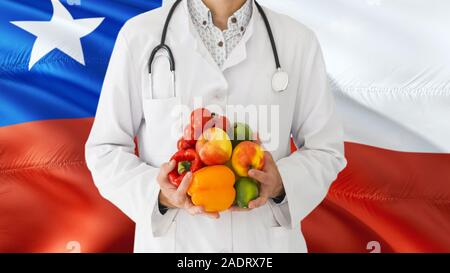 Hands Holding National Flag of Chile Stock Photo - Alamy