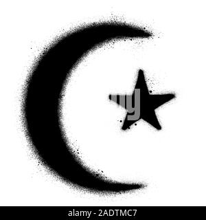 Sprayed star font graffiti with over spray in black over white.Vector ...
