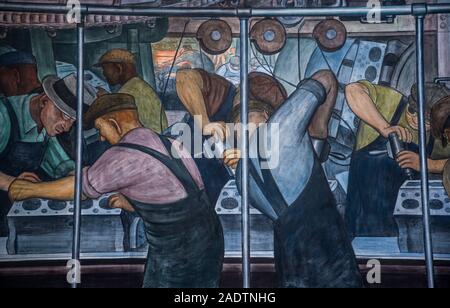 detail, north wall, The Detroit Industry Murals (1932–1933), frescoes ...