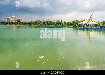 Dushanbe Flag Pole Park Lake View of King Vishtaspa Statue and Palace ...
