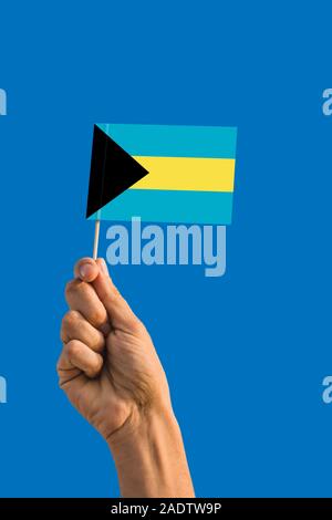 Bahamian woman holding flag of Bahamas Education, business, citizenship ...