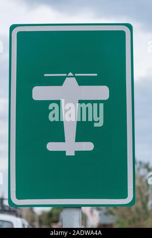 Road airplane traffic sign, attention sign with plane Stock Photo - Alamy