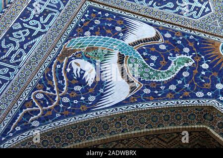 Mythology: Simurgh (Persian phoenix) on the portal of Nadir Divan-Beghi ...