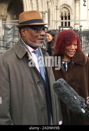 Winston Trew and his wife Hyacinth, outside the Royal Courts of Justice ...